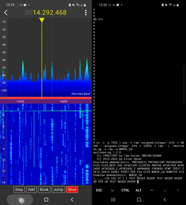 MagicSDR sending demodulated audio over UDP to multimod-ng decoder