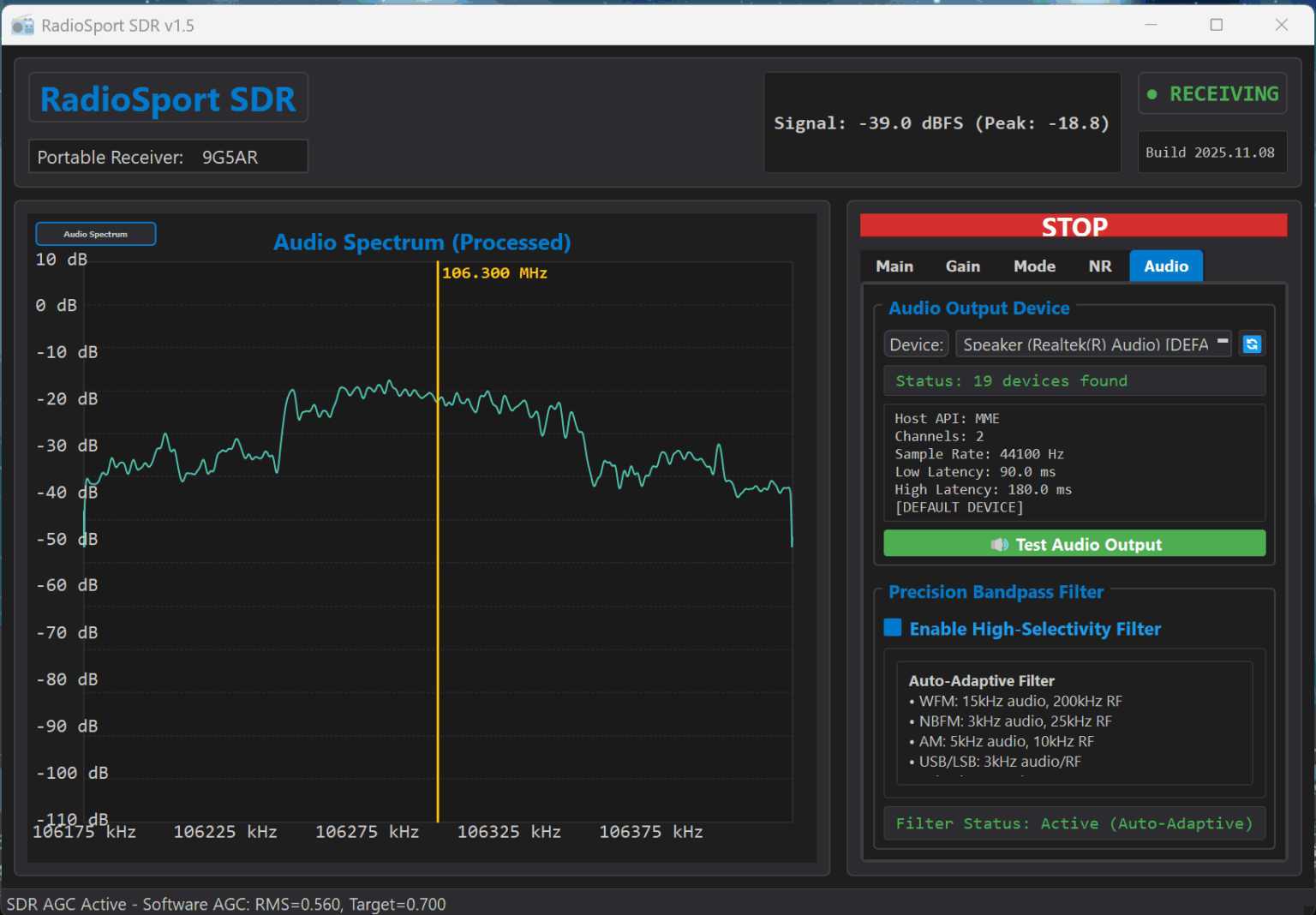 RadioSport SDR: Portable Receiver Software for RTL-SDR